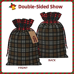 Christmas Drawstring Gift Bags Scottish-Plaids-Brown-Tartan Buffalo Plaid Drawstring Bag Party Favors Bags