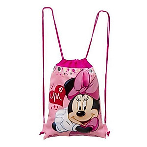 Disney Mickey and Minnie Mouse Drawstring Backpacks Plus Lanyards with Detachable Coin Purse and Autograph Books (Set of 6) (Pink - Dark Blue)