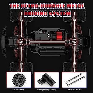 Hosim 1:14 RC Cars with Colorful LED Lights, 40+ KPH High Speed Remote Control Car, 4X4 RTR Fast RC Trucks Waterproof Hobby Toy Off-Road Jumping Crawler Electric Vehicle for Boys Children Adults (Red)