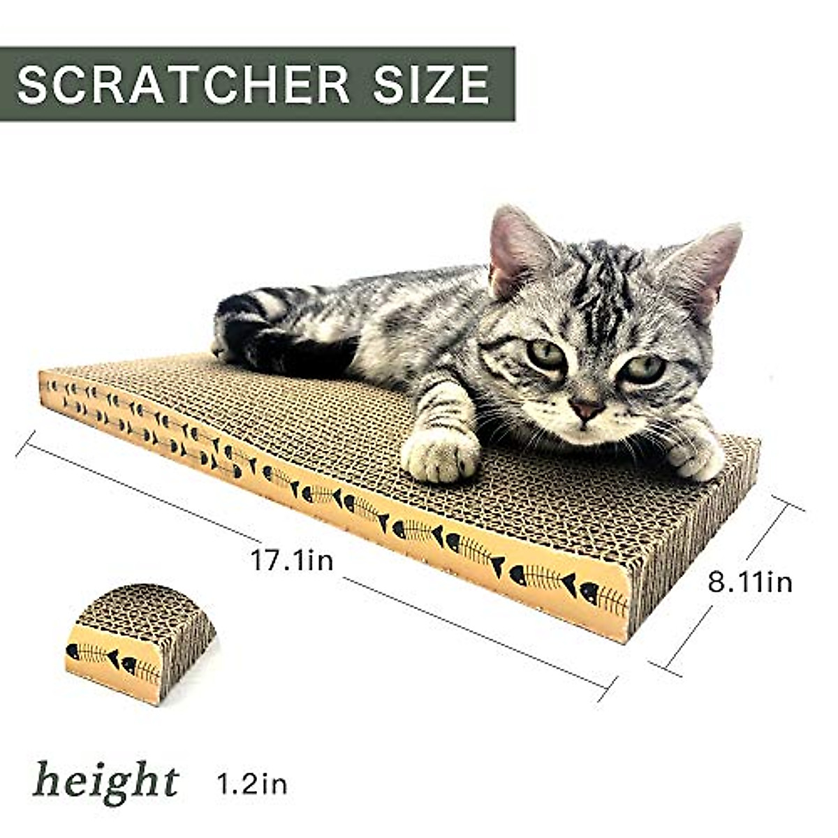 MECOOL Cat Scratcher Cardboard Scratching Pads Scratch Lounge Bed with Catnip 3PCS Reversible Corrugated Cardboard with Scratch Box