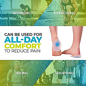 BraceAbility Heel Spur Cups | Medical-Grade Silicone Plantar Fasciitis Insole Cushion Pads, Gel Foot Orthotic & Shoe Insert Protectors (Pair - Medium)