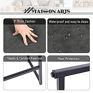 MAISON ARTS Grey Bar Stools Set of 2 Counter Height 24 Inches Saddle Stools for Kitchen Counter Backless Modern Barstools Upholstered Faux Leather Stools Farmhouse Island Chairs, Grey, 2pcs