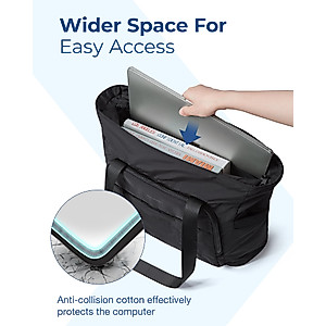 BAGSMART Quilted Tote Bag with Compartments and Yoga Mat Strap, Lightweight Large Shoulder Bag for Travel Work Gym