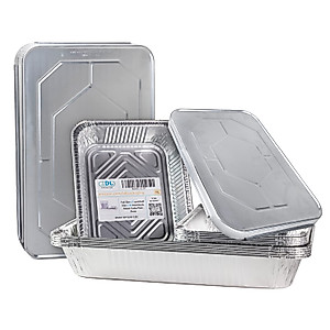IDL Packaging Aluminum Foil Pans with Lids, Deep - 15 pc Chafing Dish Set - 5 Full Size and 10 Half Size Steam Table Pans + Lids - Disposable Cookware for Catering, Buffet, Party, BBQ