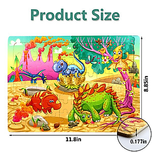 Puzzles for Kids Ages 4-8, 4 Pack Wooden Jigsaw Puzzles 60 Pieces Animal Dinosaur Puzzle Preschool Educational Learning Toys Set for Boys and Girls