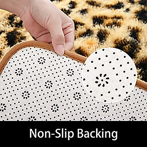 Amearea Fluffy Leopard Rug, Premium Cheetah Print Rugs, Soft Comfy Faux Fur Animal Print Carpet for Kids Room Bedroom, Living Room, Shaggy Teen Room Home Decor, Khaki 4x6 Feet