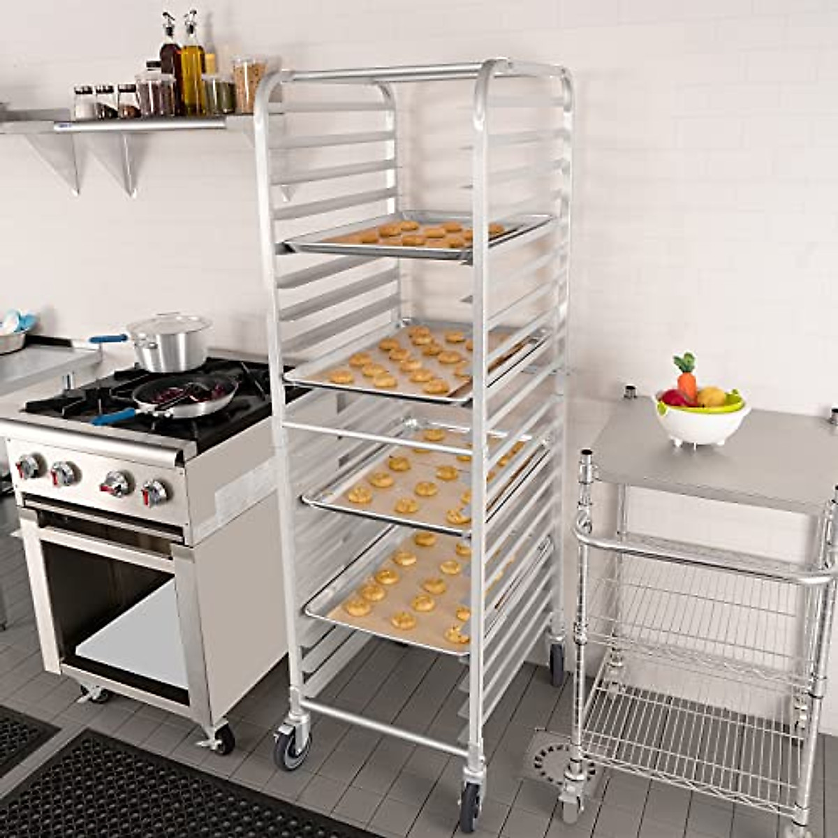 HARDURA 20 Tier Bun Pan Rack, Bakery Rack with Casters, NSF Home Commercial Kitchen, Aluminum Storage Cooling Sheet Pan Rack,20"x26"x69"H