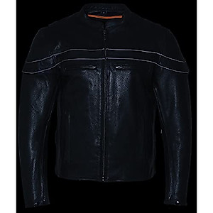 Milwaukee Leather SH1408 Men's Sporty Crossover Vented Black Motorcycle Leather Scooter Jacket - X-Large