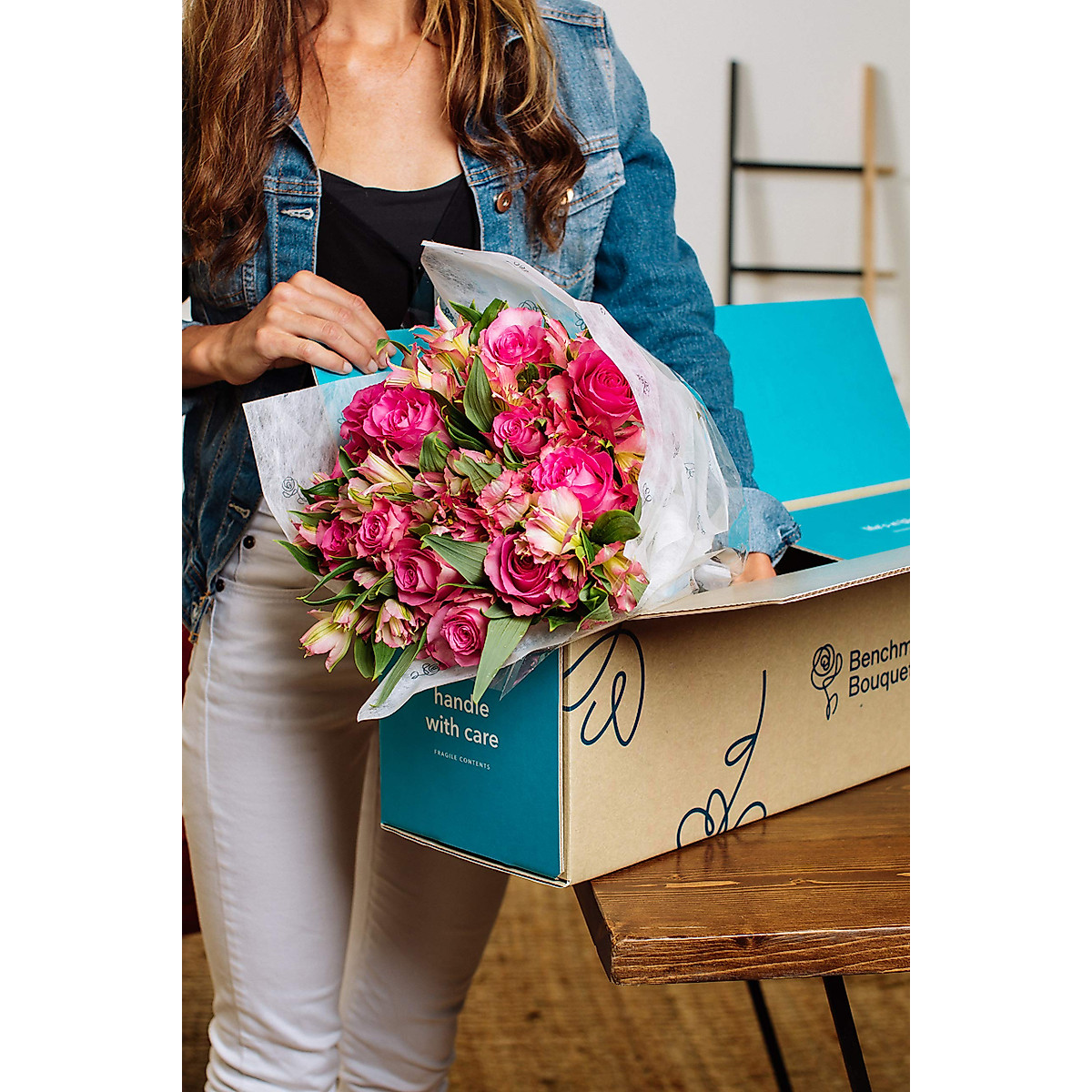 Benchmark Bouquets Charming Roses & Alstroemeria, Next Day Prime Delivery, Fresh Cut Flowers, Gift for Anniversary, Birthday, Congratulations, Get Well, Home Decor, Sympathy, Easter, Mother's Day