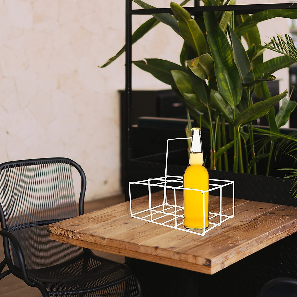 Cabilock Shelf Bracket Beer Bottle Carrier Holder Rack: Metal Wire Basket Wine Bottle Drink Rack Basket Bread Fruit Stand Holder for Snacks Fruits Bread Kitchen Desktop Stand