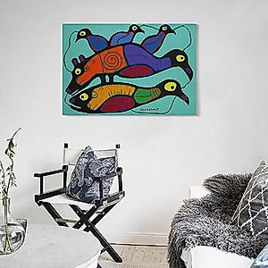 Norval Morrisseau Prints Loon Spirits Transforming Poster Gifts Canvas Painting Poster Wall Art Decorative Picture Prints Modern Decor Framed-unframed 16x24inch(40x60cm)
