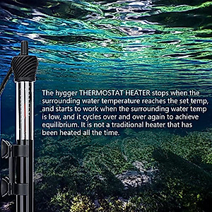 hygger ETL Certification Aquarium Heater, 50W/100W/200W/300W Submersible Fish Tank Thermostat Heater with Adjust Knob Suction Cup for Small Betta Coral Saltwater and Freshwater
