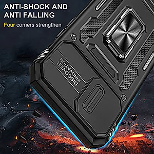 FRLMOOES for iPhone 11 Pro Case with 2 Glass Screen Protector,iPhone 11Pro Kickstand Case with Slide Camera Cover& 360°Magnetic Ring Shockproof Military Grade Drop Heavy Duty Protection Men 5.8‘’black