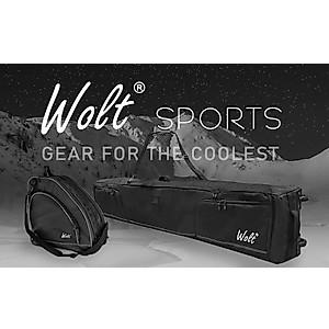 WOLT Rolling Ski Bag - Padded Snowboard Bag Carrier with Wheels for Air Travel, fit to Double Pairs of Skis up to 175 cm