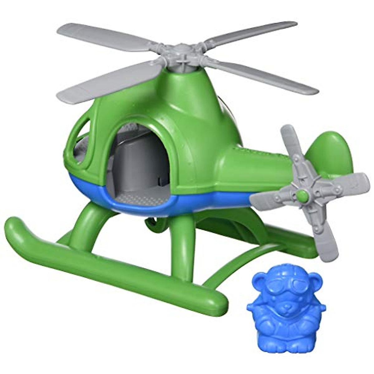 Green Toys Helicopter, Green/Blue CB - Pretend Play, Motor Skills, Kids Flying Toy Vehicle. No BPA, phthalates, PVC. Dishwasher Safe, Recycled Plastic, Made in USA.
