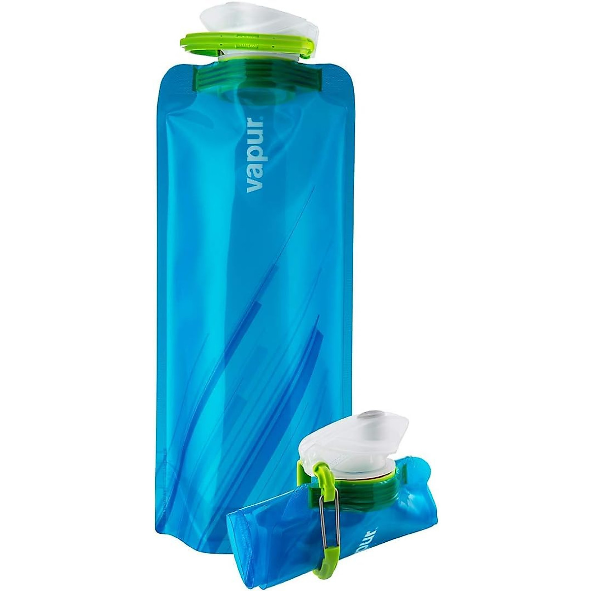Vapur Flexible Collapsible Wide Mouth Anti-Bottle with Detachable Carabiner, 34 Ounce, Blue, Pack of 1
