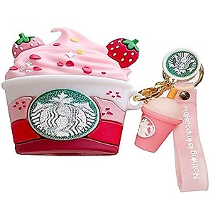 Airpods pro Case,3D Cute Funny Cool Kawaii Fashion Ice Cream Cup Airpods pro Case,Soft Silicone Skin Cover Shock-Absorbing Protective Case with Keychain for Airpods pro Charging Case