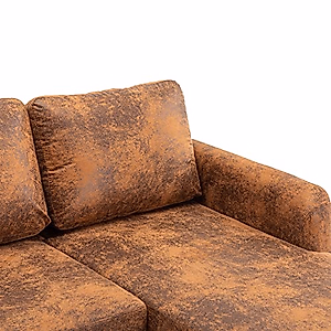 Eafurn L-Shaped Sectional w/Pull Out Bed & Storage Space,Comfy Sleeper Chaise, 3-seat Upholstered Convertible Corner Sofa & Couches, Suitable for Living Room, Coffee