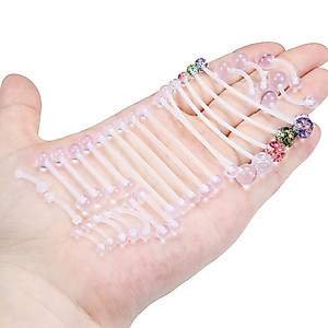 Lcolyoli 29Pcs Varied Style 14G Pregnancy Belly Button Rings Retainer Maternity Flexible Bioplast Long Navel Rings Plastic Nipple Industrial Barbell Body Piercing Jewelry for Women