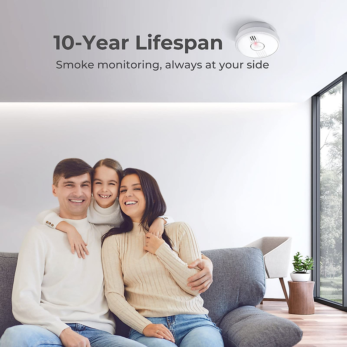 Smoke Detector, GuardryShely Fire Alarms Smoke Detectors with Photoelectric Sensor, Smoke Detector Battery Included with Silence Function and Low Battery Signal, Fire Alarm GW206C for Home, 4 Packs