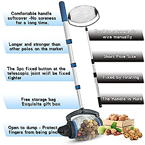 Zozen Nut Gatherer, Acorn Picker - Directly Dump Outlet | Pecan Picker - Apply to Hickory Nuts, Walnut, Pecan, Chestnuts, Buckeyes, Nerf Balls, Golf, Objects 3/4'' to 1-1/2''; 1 Gallon(Medium)