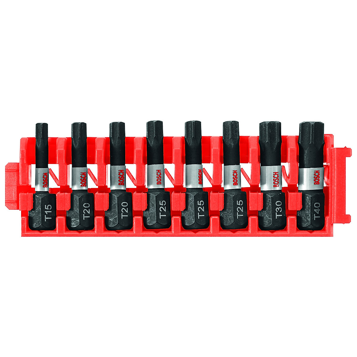 BOSCH CCSTV108 8-Piece Assorted Set 1 In. Impact Tough Torx Insert Bits with Clip for Custom Case System