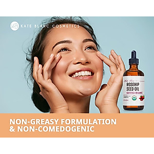 Kate Blanc Cosmetics Rosehip Oil for Face & Skin (1oz, Organic, Pure, Cold Pressed) Rosehip Seed Face Oil for Facial & Gua Sha Massage