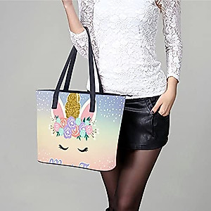 Womens Handbag Unicorns Leather Tote Bag Top Handle Satchel Bags For Lady