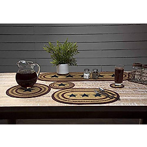 VHC Brands Potomac Star Textured Jute Primitive Tabletop Kitchen Stenciled Round Coaster Set of 6, Natural Tan