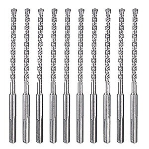 SDS Plus Hammer Drill Bit Set 3/16 in. x 6 in. Masonry Concrete Rock Drill-10Pcs