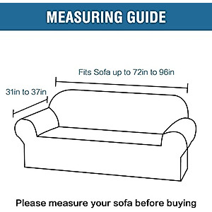 ENOVA FLORAL Sofa Slipcover Couch Covers, Ultra Soft Thick Stretch Velvet Fabric Sofa Slipcover 3 Seater Couch Covers, Sofa Durable Furniture Protector for Living Room (Taupe)