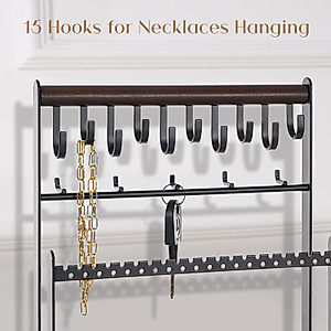 ProCase Jewelry Organizer Stand Necklace Organizer Earring Holder Mothers Day Gift, 6 Tier Jewelry Stand Necklace Holder with 15 Hooks, Jewelry Tower Display Rack Storage Tree -Black