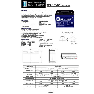 Mighty Max Battery 12V 22AH Gel Battery Replaces 20Ah Kung Long WP20-12 - 4 Pack