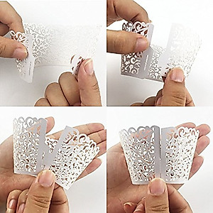 SUYEPER 100pcs Cupcake Wrappers Artistic Bake Cake Paper Cups Little Vine Lace Laser Cut Liner Baking Cup Muffin Case Trays for Wedding Party Birthday Decoration (Gold)