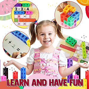 Math Number Blocks STEM Cubes Manipulatives Cubes - 100Pcs+ Math Games for Kids 6-8 Toys Number Blocks STEM Toy Supplies Construction Toy Gift for Preschool Kindergarten Learning Abacus Building