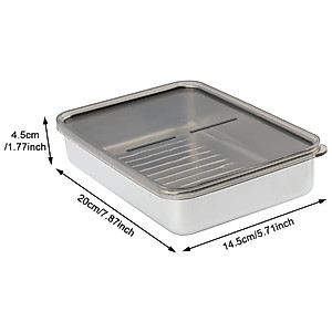 Bacon Container for Refrigerator with Lid Stainless Steel Deli Meat Storage Containers for Fridge Anti Slip and No Stick Keep Fresh Kitchen Food Storage Containers(Silver)