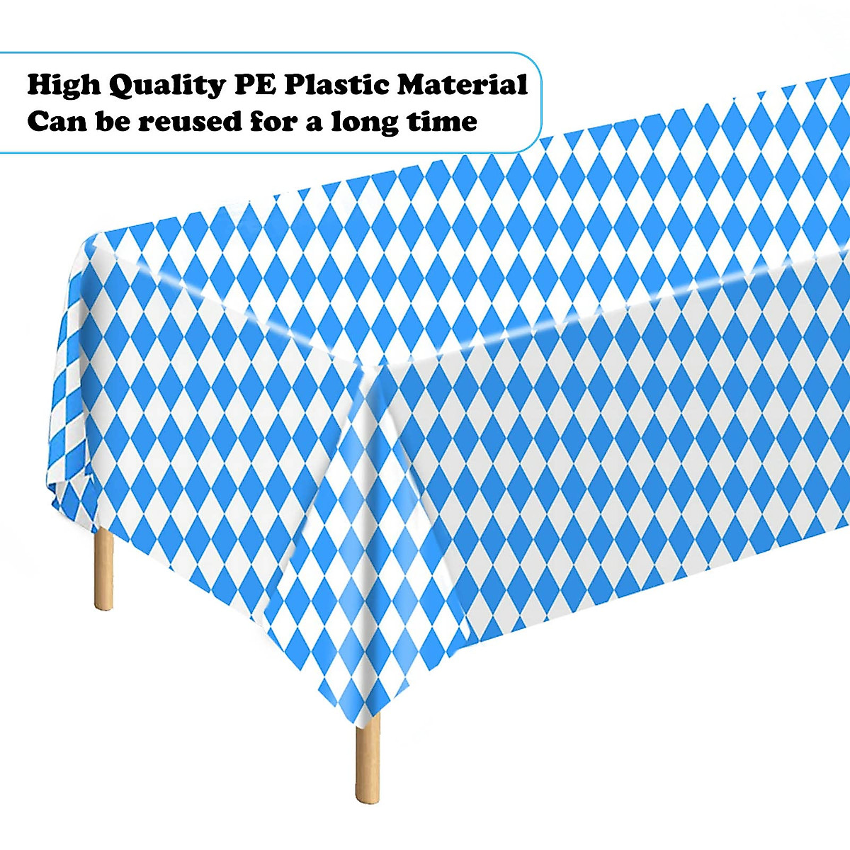 ZYP 5 Pcs Oktoberfests Tablecloth,54" x 108" Oktoberfests Bavarian Vinyl Table Cover,Oktoberfests Decorations Party Table Cloth,Blue and White Tablecloth Oktoberfests Bavarian Flag Check Table Cloth