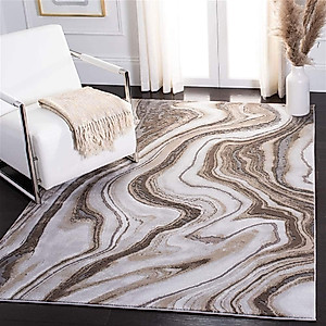 SAFAVIEH Craft Collection Area Rug - 8' x 10', Gold & Grey, Modern Abstract Design, Non-Shedding & Easy Care, Ideal for High Traffic Areas in Living Room, Bedroom (CFT819D)