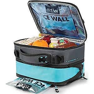 Arctic Zone Titan Expandable Lunch Pack and Container Set with Ice Walls, 2 Pack - Black and Blue