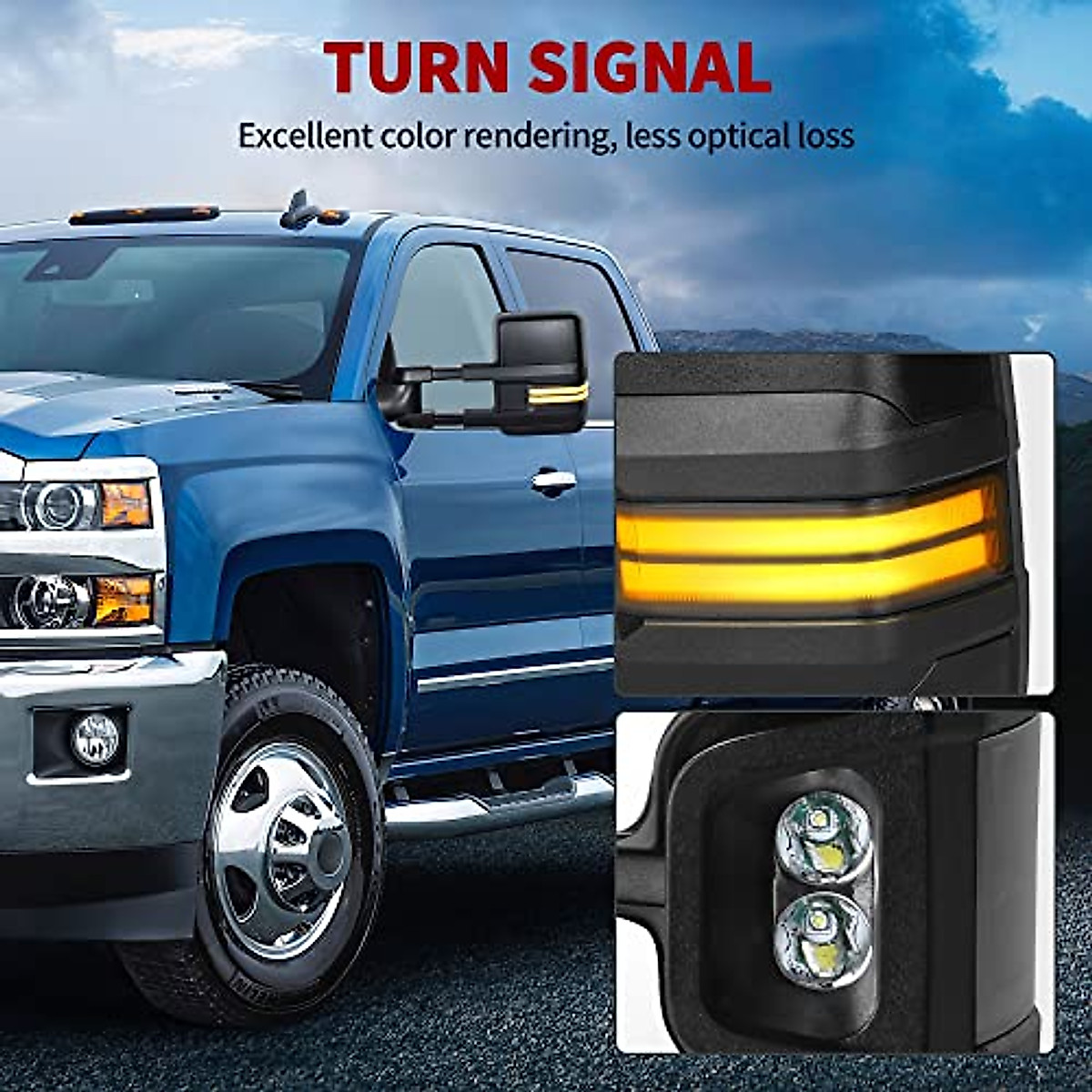 YITAMOTOR Towing Mirrors Compatible with 2003-2006 Chevy Silverado GMC Sierra 1500 2500 3500, 03-06 Tahoe Suburban Yukon Power Heated LED Dynamic Sequence Turn Signal Lights Tow Mirror Pair Set Black