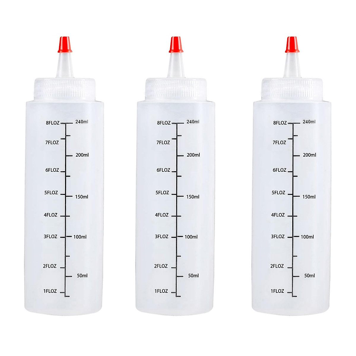 HuoHuo Squeeze Bottle 3Pcs 8 Oz Premium Food Grade Plastic Bottles w/Yorker Tips (3Pcs) Plastic Squeeze Bottles For Sauces Empty Refillable Bottles for Arts, Crafts & Kitchen