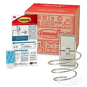 Command Hair Dryer Holder, Satin Nickel, 1-Holder, 2-Water-Resistant Strips, Organize Damage-Free