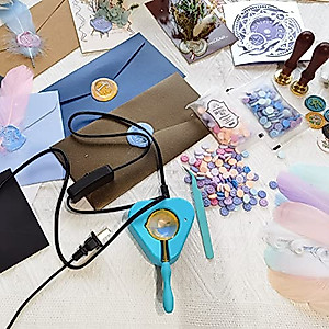 Wax Seal Warmer Wax Seal Kit with Spoon and Tweezers, Great Tool for Melting Wax Seal Sticks Sealing Wax Beads (Electric Wax Seal Warmer)