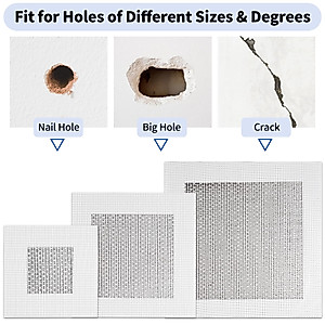 Drywall Repair Kit 10 PCS, 2/4/6 Inch Self-Adhesive Drywall Patch with Scraper and Sandpapers, Aluminum Wall Patch Repair Kit, Plasterboard Hole Repair Kit for Fixing Dry Wall Holes