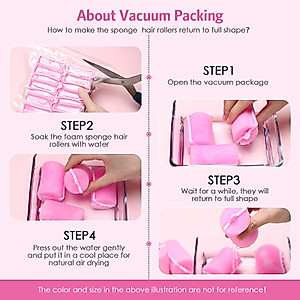 Syhood 12 Pcs Jumbo Foam Sponge Hair Rollers 1.89 Inch Soft Sleeping Curlers Flexible Large Foam Rollers and Rat Tail Comb for Hair Styling(Pink)