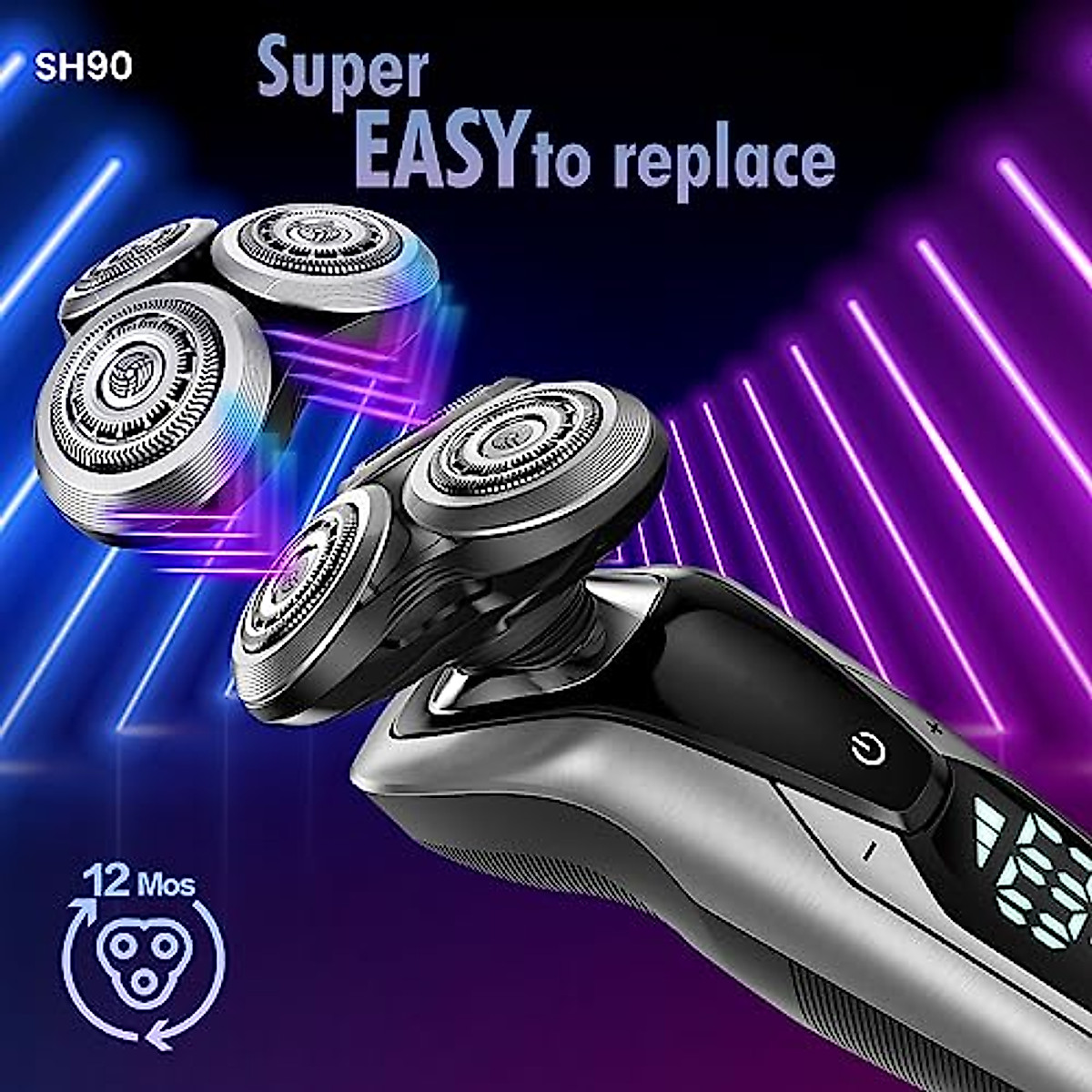 SH90 Replacement Heads for Philips Norelco Shaver Series 9000-SH90 Philips Norelco Shaver Heads, Norelco Shavers for Men 9000 Series, Philips Norelco Shaver 9000, Norelco Replacement Heads 9000 Series