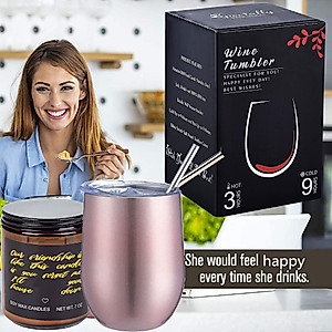 Sqeffort Birthday Gifts for Women Best Friends, Tumbler and Lavender Scented Candles Funny Gifts for Her, Women, Friends