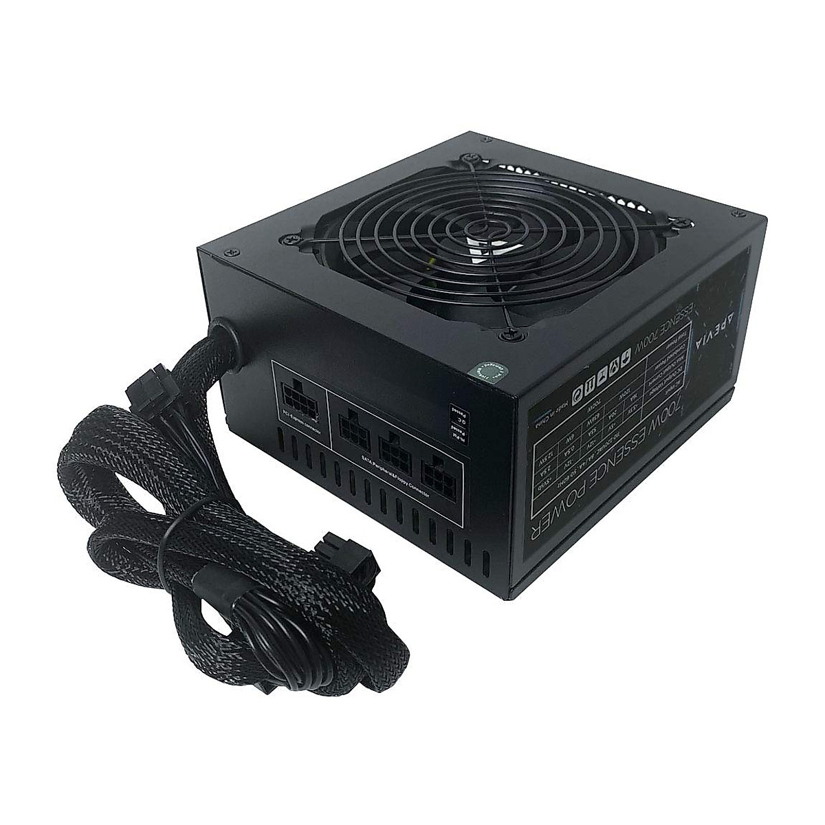 Apevia ATX-ES700W Essence 700W ATX Semi-Modular Gaming Power Supply with Auto-Thermally Controlled 120mm Black Fan, 115/230V Switch, All Protections