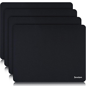 Senetem Thin Mouse Pad, 4 Pack Smooth Gaming Mouse Pads, Non-Slip Rubber Base, Laser & Optical Mousepad for Laptop, Computer, Office & Home, Small Portable, 11x8.6 in, Black