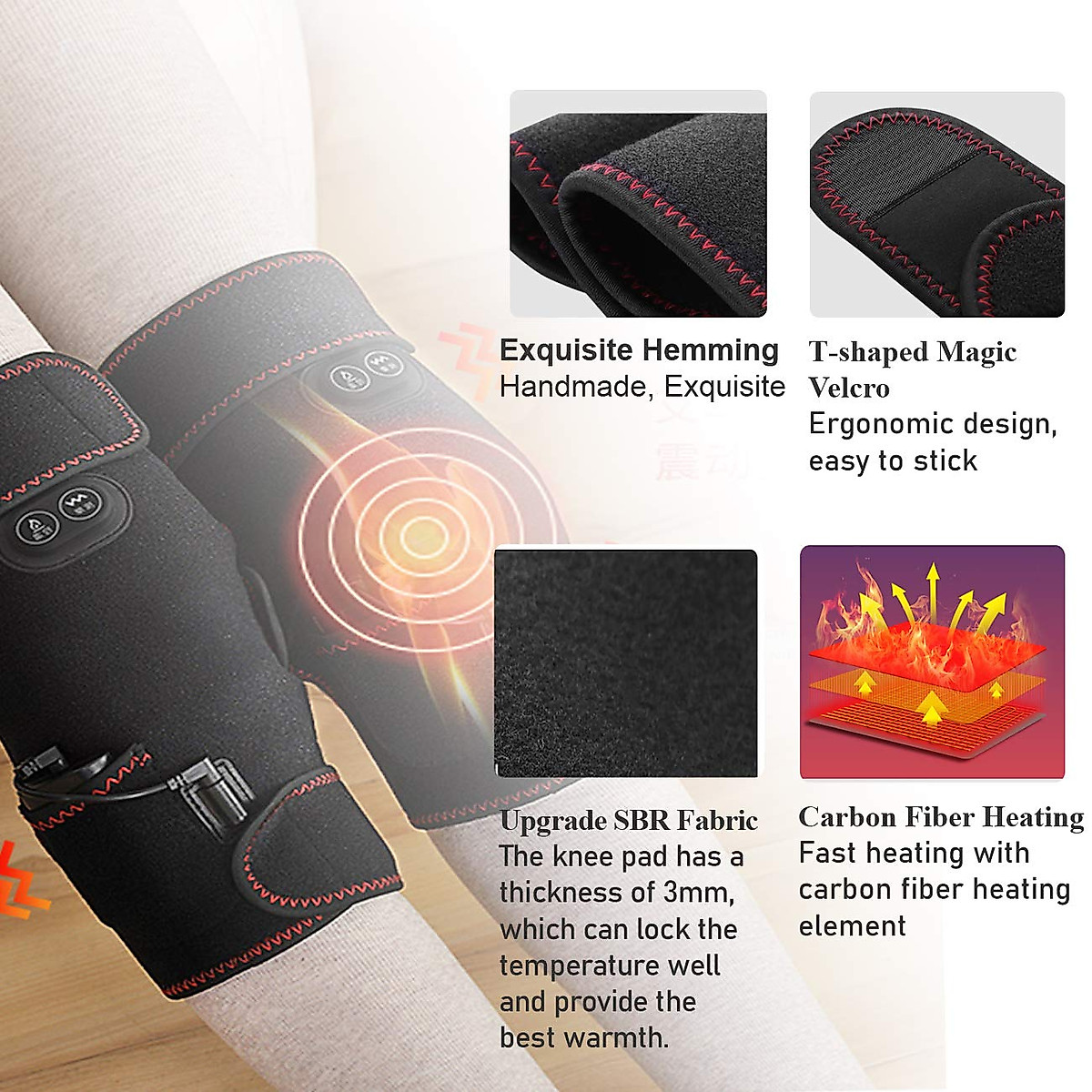 Heated Knee Massager - Vibration Knee Massager for Muscles Knee Massaging Knee Pad, Leg Massager, Knee Heating Pad, Massage Knee Brace Wrap for Arthritis Pain and Support (ONE Pack)